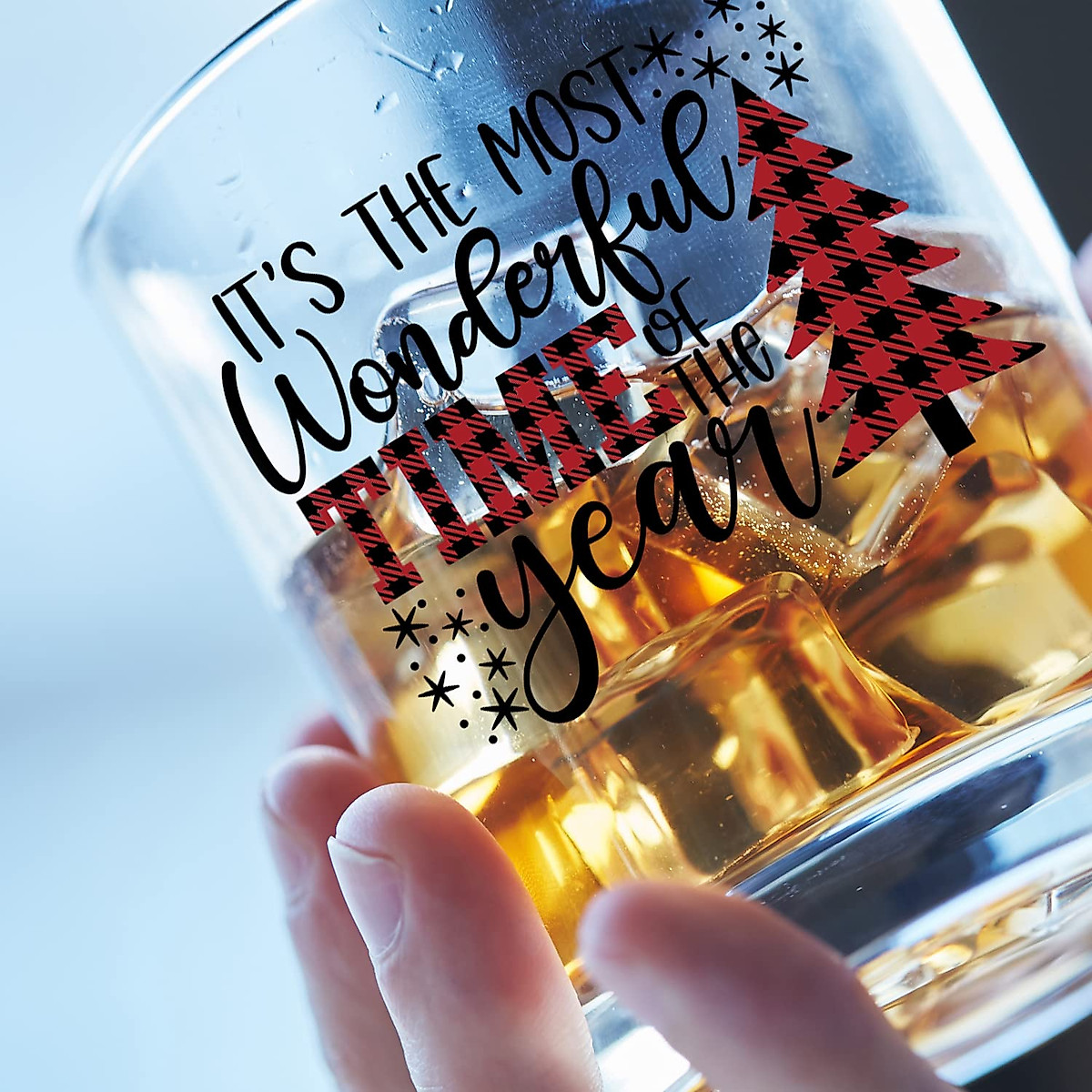 Toasted Tales Wonderfultime Of The Year Christmas Drinking Glasses | 11 oz Bourbon Whiskey Rock Glass | Novelty Christmas Whiskey Tasting Glasses | Christmas Home Décor Accessory | Christmas Glass