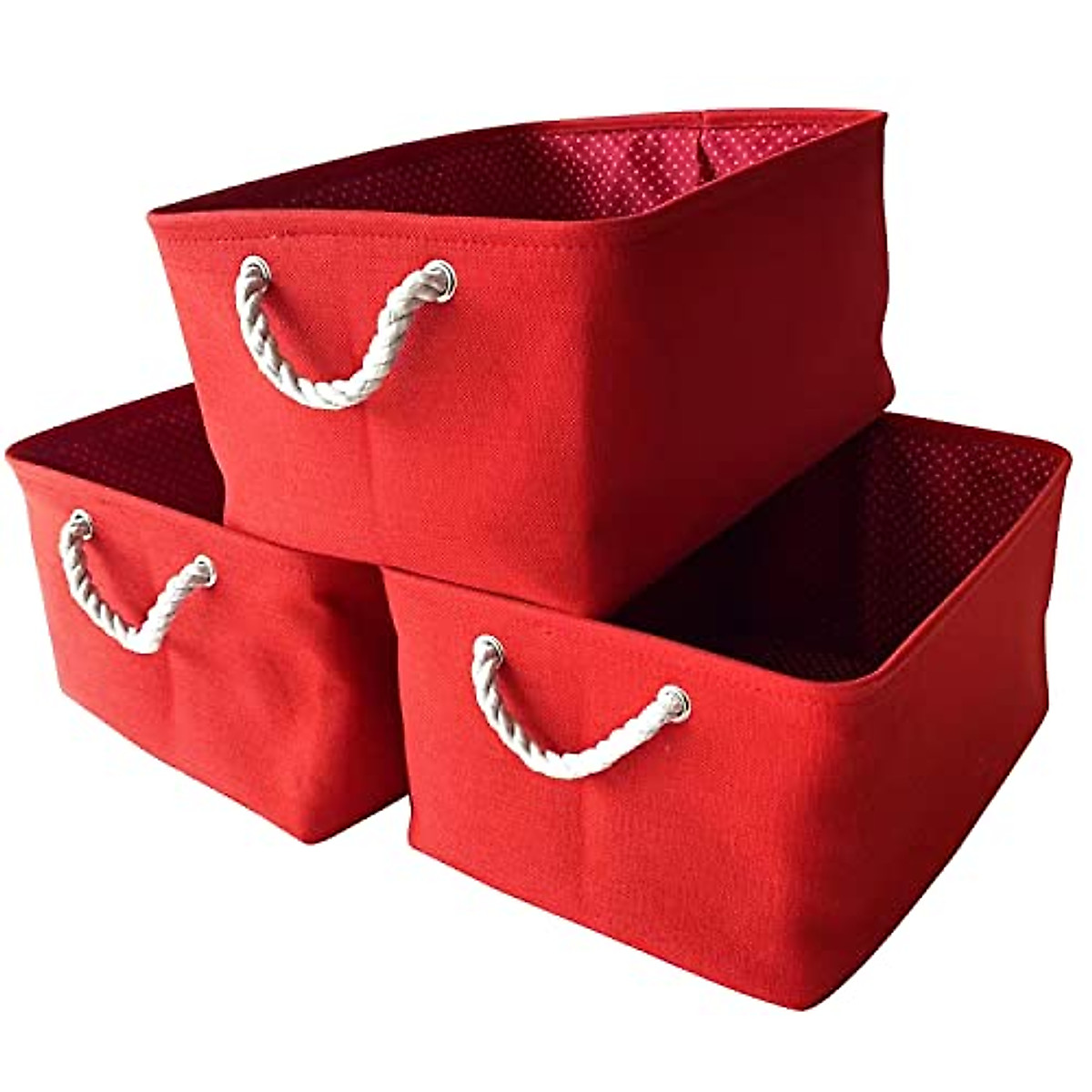 ITALIA 3pack Large Collapsible Fabric Basket Red , Size: 18 x 14 x 10"H