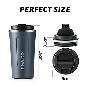 MUCR Vacuum Travel Mug 18oz, Double Wall Stainless Steel Insulated Coffee Cups with Snap Lid, Vacuum Cup for Coffee,Tea and Soda, Blue