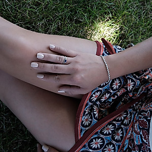 BLOSSOM & HUE CZ Stacking Ring [ .925 Sterling Silver ] - Size 8 - Dainty Vintage Stackable Baguette Blue CZ Band