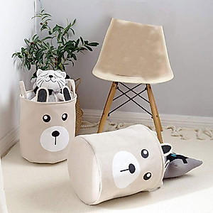 XYDZ Children's Laundry Basket Collapsible Fabric Nursery Storage Bin Cute Organizer Large Foldable Hamper for Home Closet Laundry Cartoon Clothes Bag Toys Storage Stylish Apricot Ear Bear Design