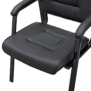 Naomi Home Waiting Room Chair Set of 2, Heavy Duty Leather Executive Waiting Room Chairs, Lobby Reception Chairs with Padded Arm Rest, Guest Chairs Set of 2 - Black