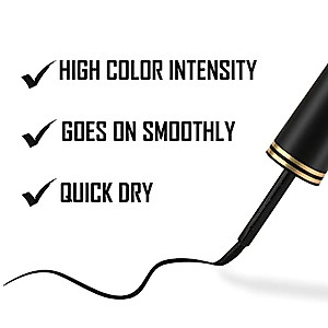 Boobeen Black Eyeliner Liquid, Waterproof Eyeliner Pen With Precision Brush Tip, Create Long Lasting eyeliner Makeup, Goes on Smoothly