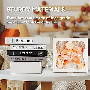 HRUNDKING 30PCS Cupcake Boxes7×7×2.5Inch,Gift Box,Cake Boxes,Cookie Boxes with Window,Bakery Boxes,Biscuit Box,Macaron Boxes,Mini Bundt Cake Containers,Food Packaging Treat Boxes