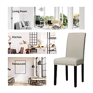 RELAX4LIFE Dining Chairs Set of 4 Fabric Upholstered with Solid Wood Legs, Padded Seat and Back Armless Side Chair Tufted Parsons Kitchen Dining Chairs Set (2, Navy)