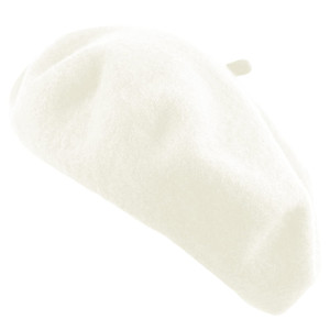Women's French Beret Hat Solid Color Plain Wool Classic Traditional Artist Cap (US, Alpha, One Size, White)