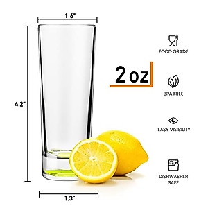 Vivimee 12 Pack Colored Shot Glass Set, 2 oz Heavy Base Tall Glass Set, Clear Shot Glasses Bulk, Tequila Cups Small Glass, Shot Glasses for Whiskey, Tequila, Vodka, Spirits & Liquors