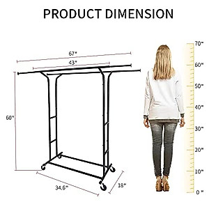 Simple & Heavy Duty Double Rod Garment Rack, Black