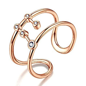 VIKI LYNN Taurus Zodiac Constellation Ring Sterling Silver Adjustable Horoscope for Women