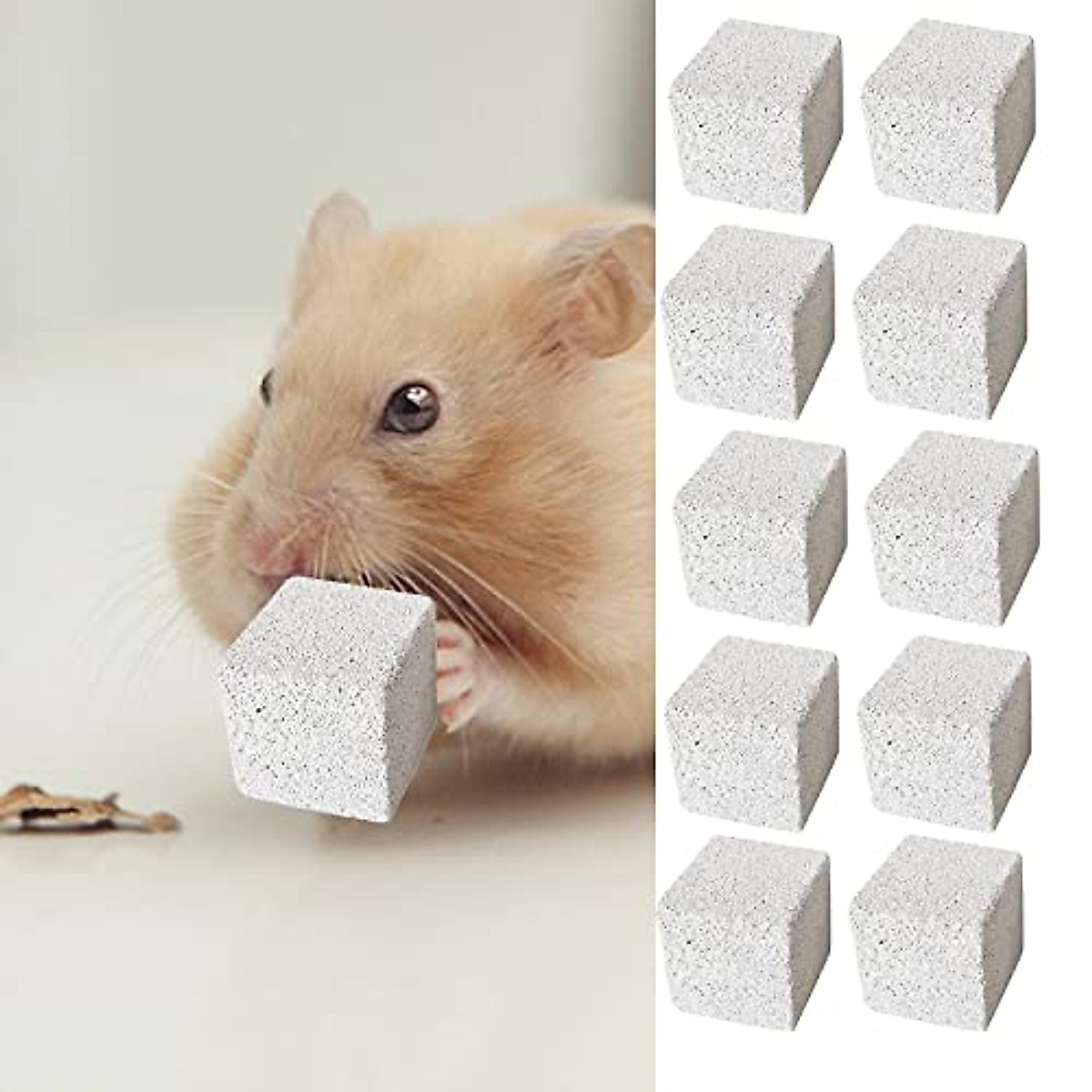 MagiDeal 10Pcs Stone Square Hamster Teeth Grinding Pet Teeth Supplies Chewing Toy, Rodent Stone Pet Chew Toy for Chinchillas, Gerbil, Rat, Pets, 3cm