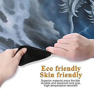 GOODOLD Beautiful White Dragon Yoga Mat, 71 x 26 Inch Non-slip Yoga Mats Folding Travel Exercise Mat Indoor Outdoor Gym Pilates with Storage Bag for Women Men