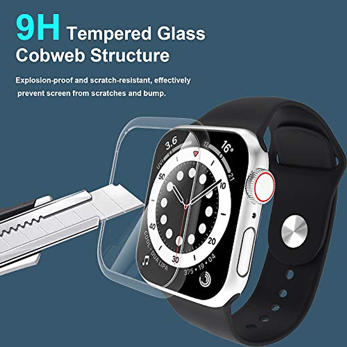 [2 Pack] Tempered Glass Screen Protector 44mm Compatible for Apple Watch Series 6/SE/5/4, EWUONU Full Coverage Waterproof 3D Curved Edge Anti-Scratch Bubble Free HD Clear Screen Film for iWatch Accessories(44mm)