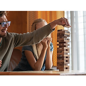 BSIRI Wood Tumbling Tower Game - Ideal for Party Games, Kids Games, Building Games, Camping Games, Outdoor Games for Adults and Family, Classic Stacking Block Games for Challenging Your Skills