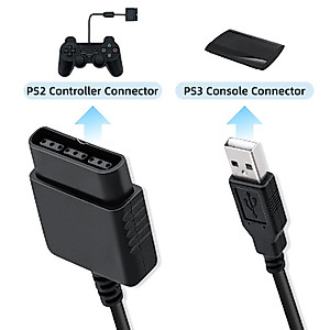 Mcbazel Playstation 2 Controller to USB Adapter for PC or Playstation 3 Converter Cable for Sony DualShock PS2 PS3 Controllers (NOT Compatible with Dancing Mat Guitar Hero)