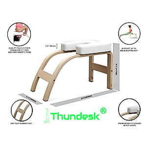 THUNDESK Yoga Inversion Bench,Yoga Headstand Prop,Upside Down Chair for Balance Training, Core Strength Building,Yoga,Pilates Chair (White)