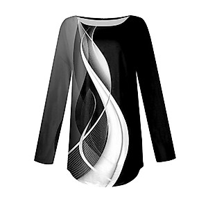 Blouses for Women Dressy Casual Sexy Long Sleeve Crew Neck Casual Tops for Women Tie Dye Gradient Tunic Tops Plus Size Long Shirts Winter Party Fall Clothes 2023 Trendy White 2X