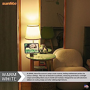 Sunlite 40530 FML27/30K/2PK Quad Tube Plug-in Compact Fluorescent Lamp, FML 4-Pin, 27 Watts, 1500 Lumens, 3000K Warm White, 4-Pin (GX10q4) Base, 120 Volts, 2 Pack