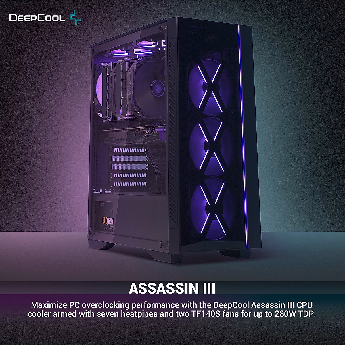 DeepCool ASSASSIN III CPU Air Cooler 280w TDP 7 Nickel Plated Copper Heatpipes Dual-Tower CPU Cooler 140mm Dual-Fan PWM 1400RPM with 90.37CFM Airflow for AMD AM4/AM5 Intel LGA 1700/1200/1151/1150/1155
