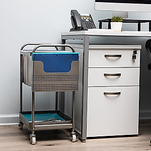 Mind Reader Metal Mobile File Cart, Silver