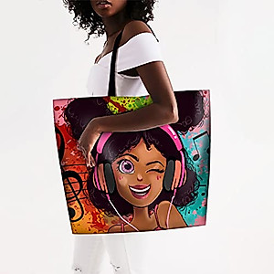 EZYES African American Womens Tote Bag Black Girl Tote Bag For Women Pink Large Casual Shoulder Handbag Beach Bag For Work School Gym