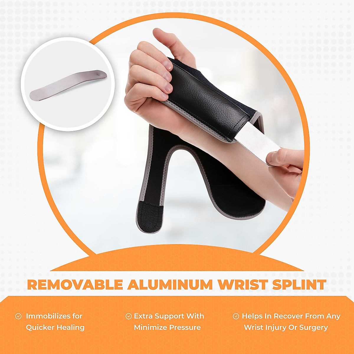 SNUG360 Wrist Brace with Splint - Adjustable & Breathable Wrist Support Brace for Carpal Tunnel, Tendonitis, Arthritis, Sprain & Fracture, Removable Aluminum Splint (Right Hand)