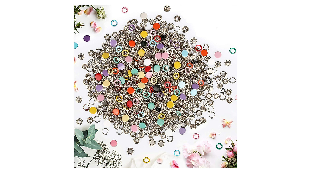 Minestylish 100 Sets Metal Snaps Buttons Kit for DIY Crafts & Clothing
