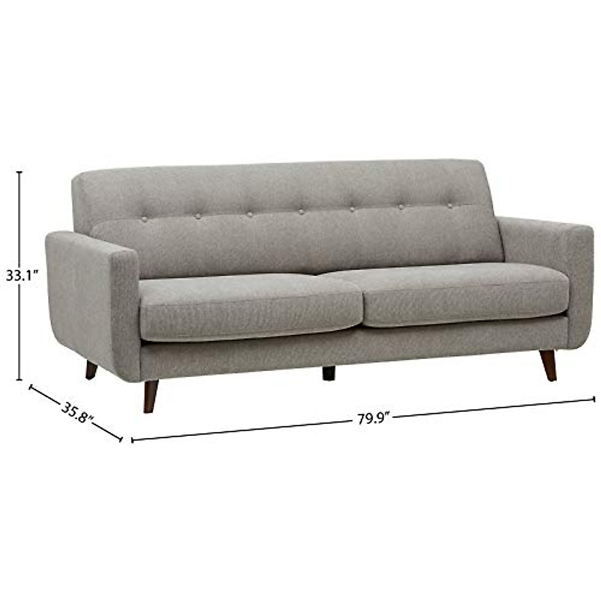 Amazon Brand – Rivet Sloane Mid-Century Modern Sofa Couch, 79.9"W, Pebble Grey