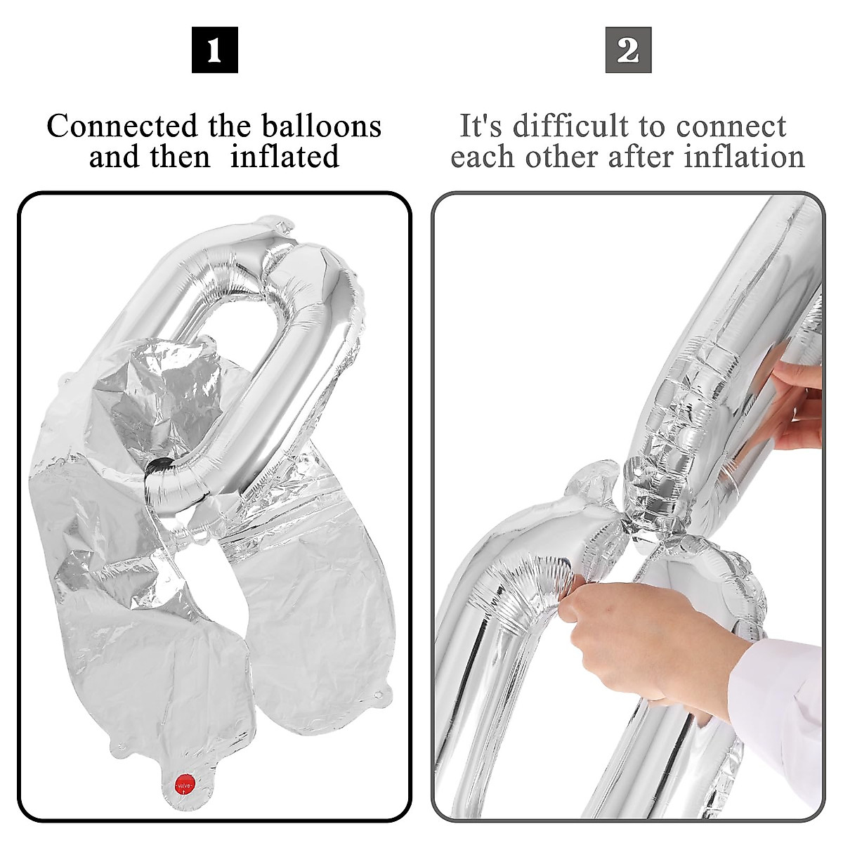 24 Pcs Chain Balloons,Giant Silver Chain Balloons Garland,16 inch Foil Chain Balloons for 80s 90s Party Decorations Birthdays Weddings Graduations Hip Hop Retro Theme Party Supplies (Silver)