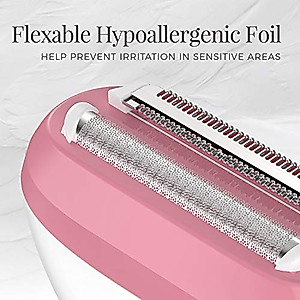Remington WDF4821US Smooth & Silky Electric Shaver for Women, 3-Blade Cordless Foil Shaver and Bikini Trimmer for Wet or Dry Use, Pink