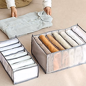 JUNYY Portable Compartment Foldable Clothes Drawer Mesh Separation Storage Box Portable Wardrobe Sock Underwear Divider Organizer(White, Leggings 7 Grid)