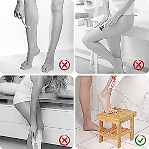 Zhuoyue Shower Stool for Shaving Legs Wooden Shower Foot Rest for Inside Shower Corner Shower Stool for Small Spaces Beige