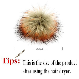 Fluffy Faux Raccoon Fur Pompoms - 12pcs Handmade Hairy Ball Fits for Knitted Hats Scarves Shawls Key Chain Accessories 5.5 inches (camel)