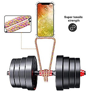 YESPURE Crossbody Case for iPhone 12/12Pro,Shockproof Case for iPhone 12/12Pro [ with Adjustable Lanyard Strap ] Clear Soft Slim Thin TPU Anti Scratch Protective Cover - Rainbow Yellow