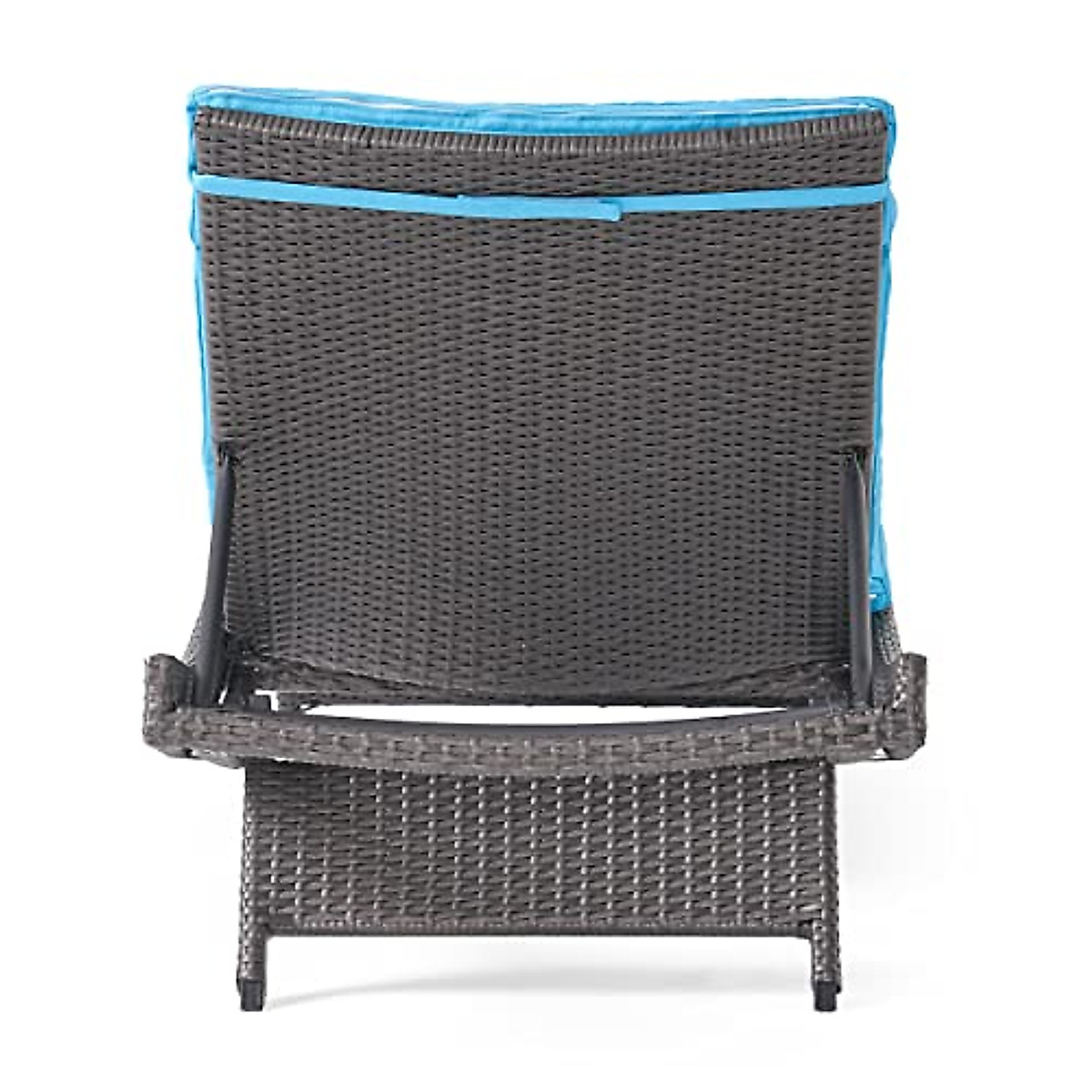 Christopher Knight Home Salem Outdoor Wicker Adjustable Chaise Lounges with Cushions, 2-Pcs Set, Multibrown / Blue