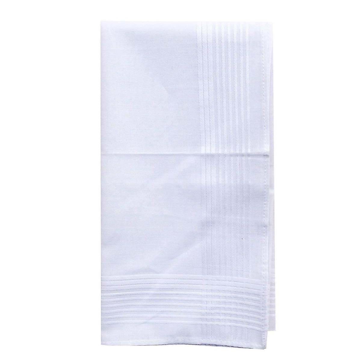 MemoryHanky 100% Cotton Mens Handkerchiefs White Woven Fashion Stripes