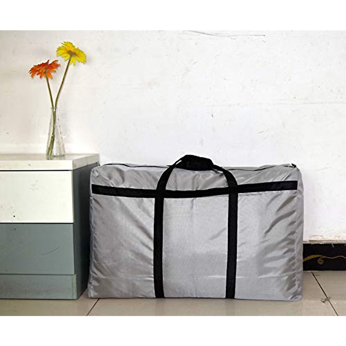 100L Extra Large Storage Bags, Sturdy Foldable Moving Tote Bag, Under Bed Storage, Travel Cargo Duffel Jumbo Bag for Clothes, Comforters, Blankets, Pillows, Ornaments (Grey)