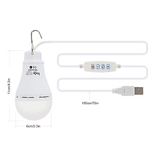 Tento Lighting USB Bulb USB-Powered LED Light Three Color Change, 40 Watts Replacement Portable Hanging Bulbs Camping Fishing Beach Tent Dormitory Energy Saving Led Lightbulb