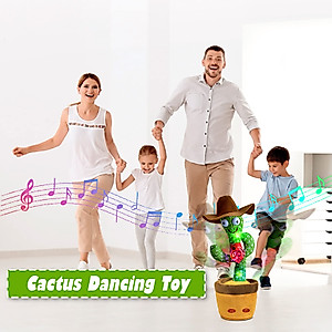 Dancing Cactus, Talking Cactus Toy, Sunny The Cactus Toy Repeats What You Say Electronic Dancing Cactus with Lighting Recording Mimicking Cactus Toy, Electronic Plush Singing Toy for Kids (Cowboy)