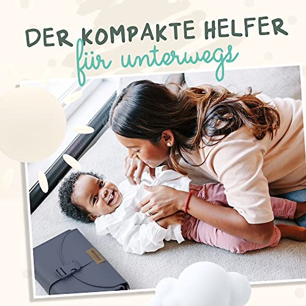 munimu® Portable Baby Diaper Changing Pad – Stylish Travel Changing Mat Bag with 5 Pockets & Adjustable Strap Converts into an XXL Waterproof Changing Pad – Portable Changing Pads, Anthracite