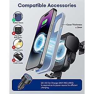 [Upgraded Version] ZeeHoo Wireless Car Charger,15W Fast Charging Auto-Clamping Car Mount, Dash, Air Vent Charging Car Phone Holder for iPhone 14 13 12 11, Samsung Galaxy S23+ S22, etc. (Black)