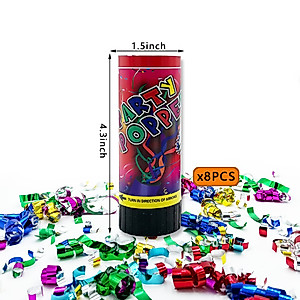8 PCS Party Confetti Poppers Cannons for Wedding Birthday Graduation Baby Shower Anniversary Christmas New Year's Party Celebrations Supplies and Favors