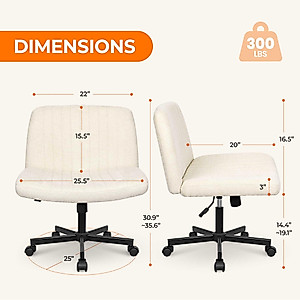 NEO CHAIR Criss Cross Chair, Armless Legged Office Desk Chair, with Wheels Swivel Modern Ergonomic Vanity Fabric Adjustable Wide Comfy Computer Task Chairs for Home Office (Beige)