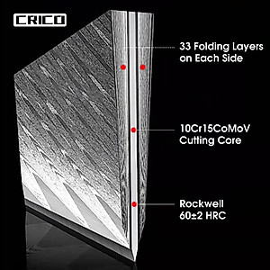 CRICO Damascus Chef Knife 8 inch, Professional Kitchen Knives with Sheath, Forged Japanese VG10 67-Layers Super Steel, Stable-Wood&Resin Handle, Razor Sharp, Gift Box - Flow Series