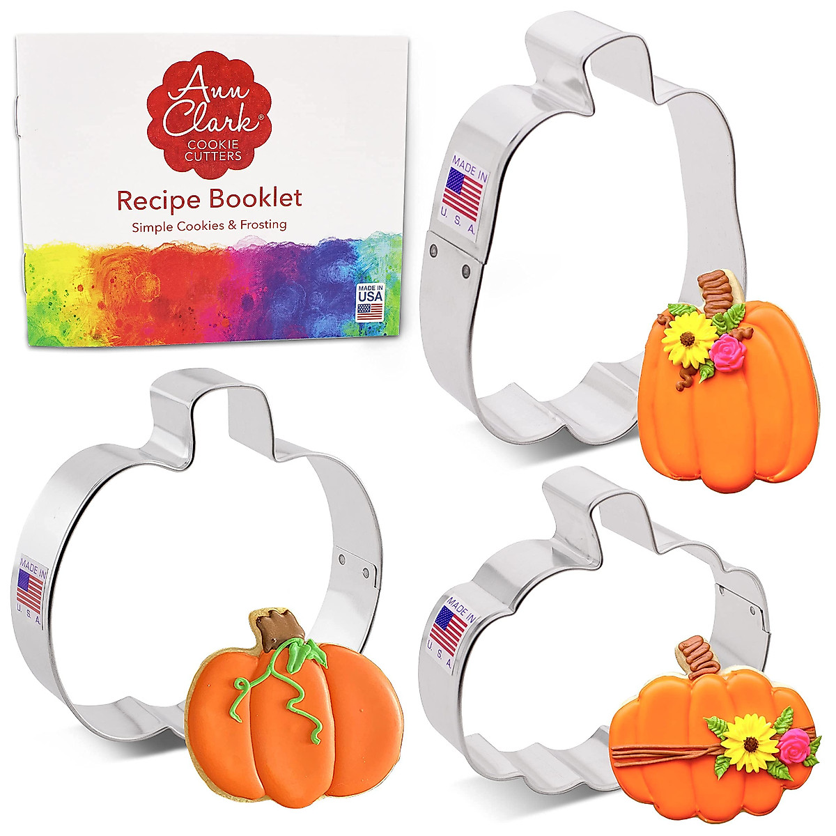 Thanksgiving Pumpkin Patch Cookie Cutters 3-Pc. Set Made in USA by Ann Clark