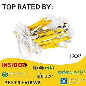 ISOP Flame Resistant Emergency Rope Ladder 13 ft with Spring Hooks and Universal Cabinet for Emergeny Equpment Fire Ladder, Fire Evacuation Set or Rescue Survival Kit