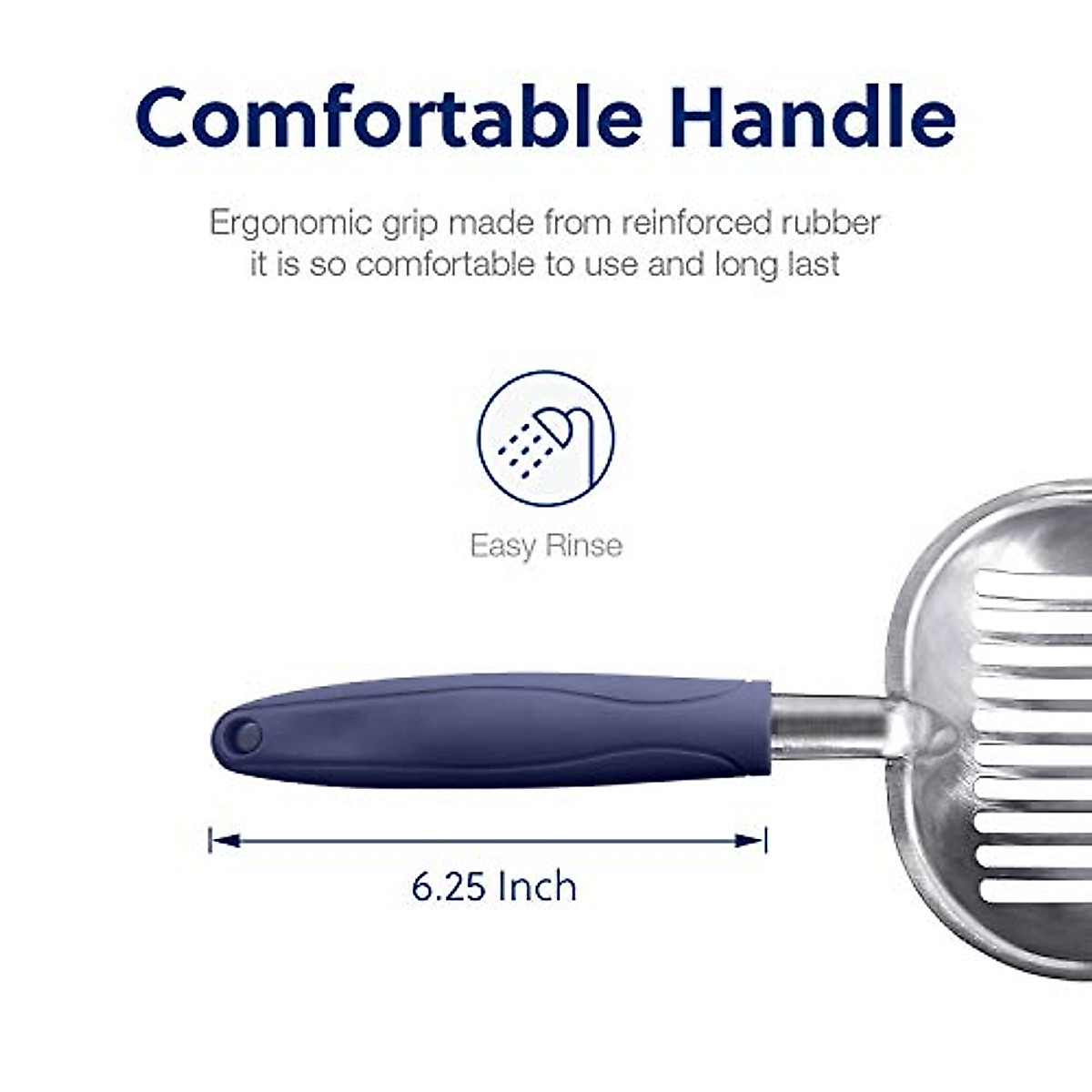 WePet Cat Litter Scoop, Aluminum Alloy Sifter, Kitty Metal Scooper, Deep Shovel, Long Handle, Poop Sifting, Kitten Pooper Lifter, Durable, Heavy Duty, for Litter box