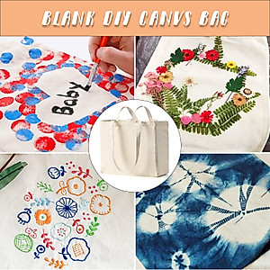 HQCUPB 4 Pack Canvas Tote Bag Reusable Grocery Bags Shopping Bags for Groceries Foldable Heavy Duty Washable Canvas Bag with Handles (4 Pack, Natural Color)