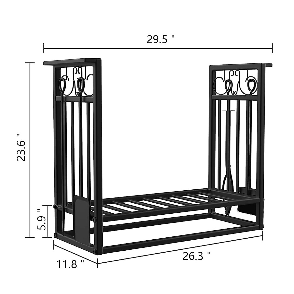 KLOLKUTTA Firewood Rack Indoor with Fireplace Tools Set,Large Fire Wood Racks Lumber Storage Logs Bin Heavy Duty Wood Stacker Stand Tools Accessories(29.5"x11.8"x23.6")