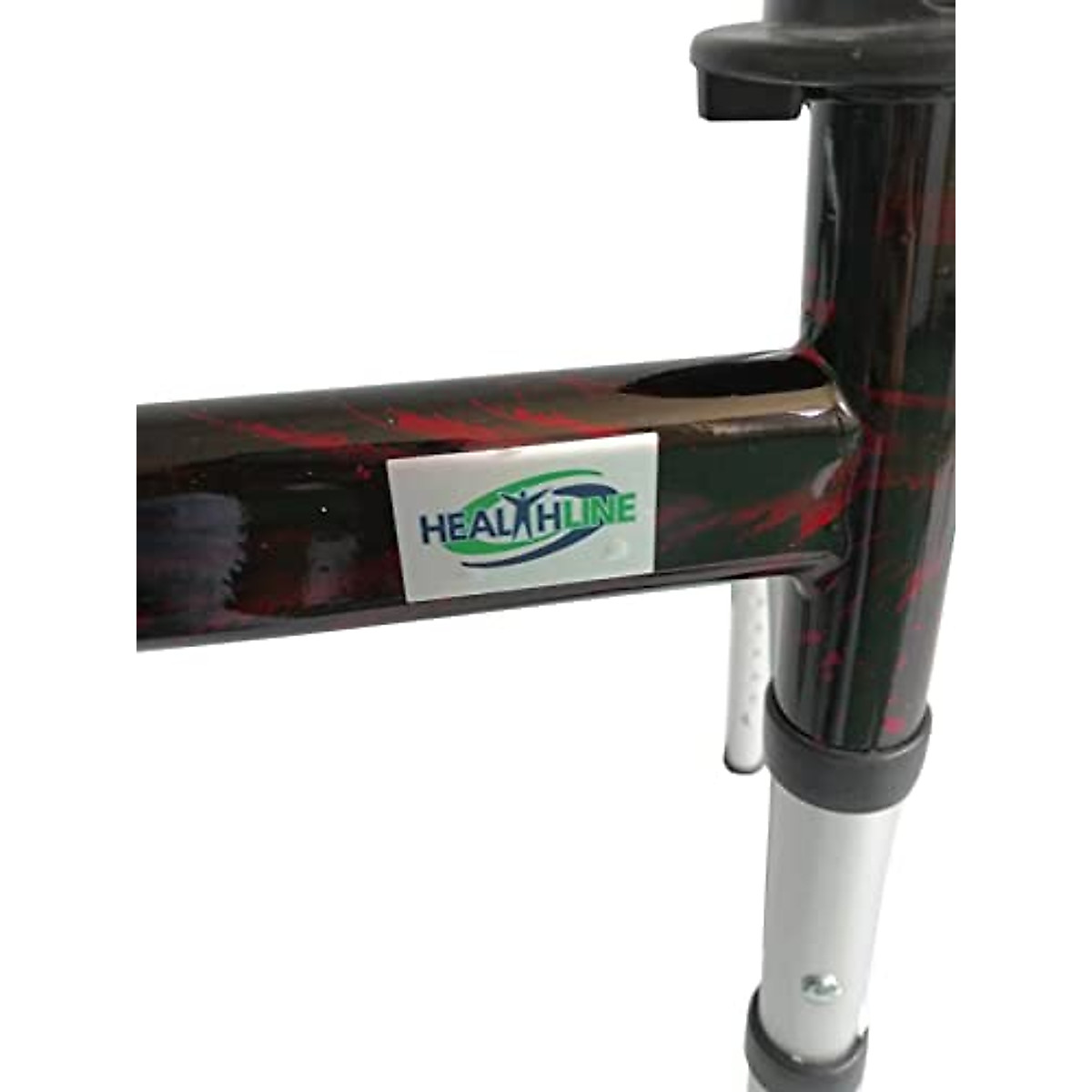 HEALTHLINE 2 Wheel Walker for Seniors & Adults - Deluxe Lightweight Foldable Walker with Wheels 5" up to 350 lbs and Free 2 Pair of Rear Glides & Triggers (Red)