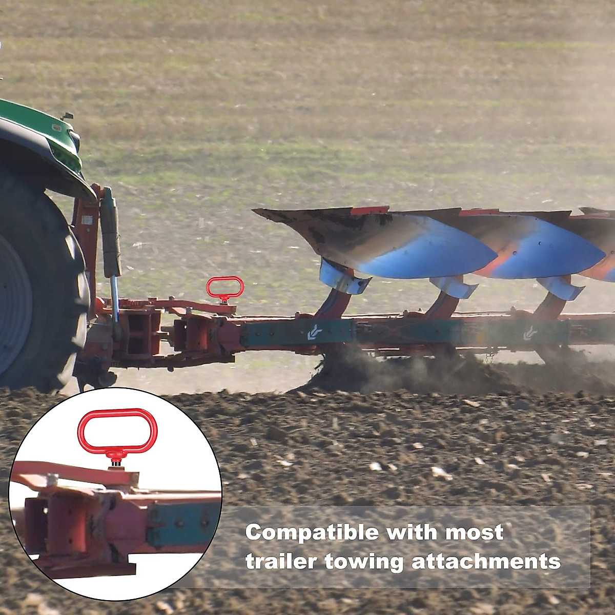 Riakrum 4 Pcs 3/8 x 4 Inch Handle Hitch Pin for Tractor Trailer Hitch Pin and Clip Tow Pin Accessories for Farm,Tractor,Turn Mower, Towing Cargo, Boat, RV, Car, Truck, Bike, ATV(Red)